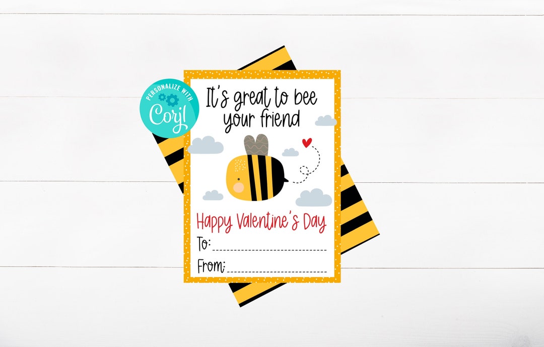 Editable Bumble Bee Valentine's Day Card (digital Download) - Etsy