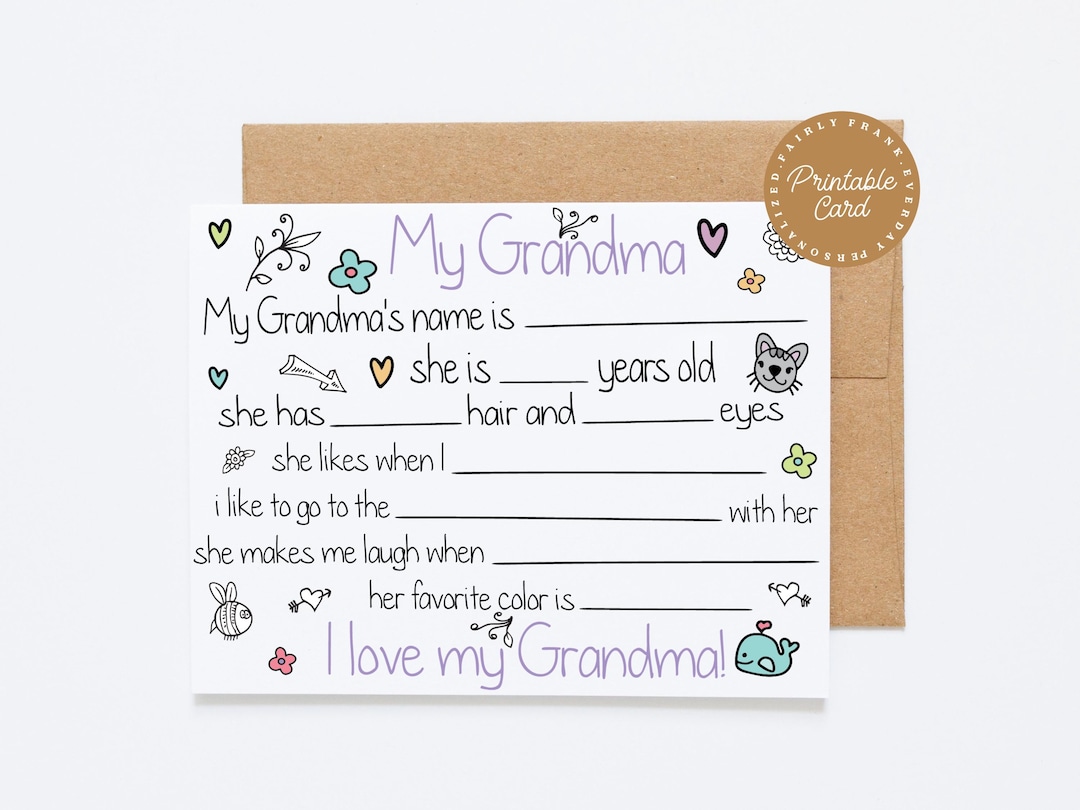 Grandma Interview Card: Keepsake Birthday Gift (printable PDF Card ...