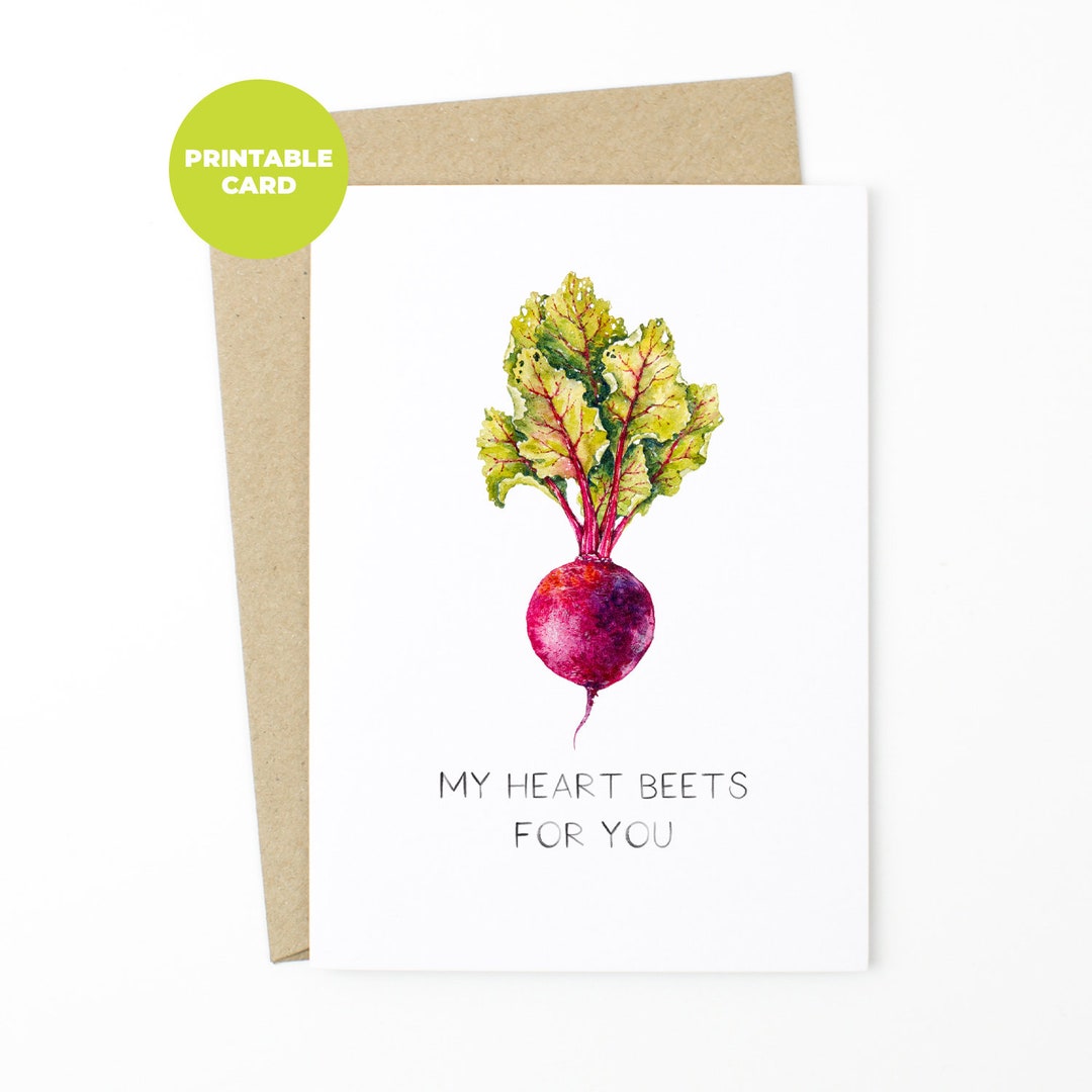 PRINTABLE Food Pun Card - My Heart Beets for You - Anniversary Card ...