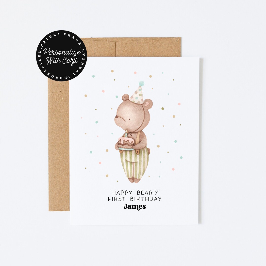 EDITABLE Personalized 1st Birthday Card - Personalized First Birthday ...