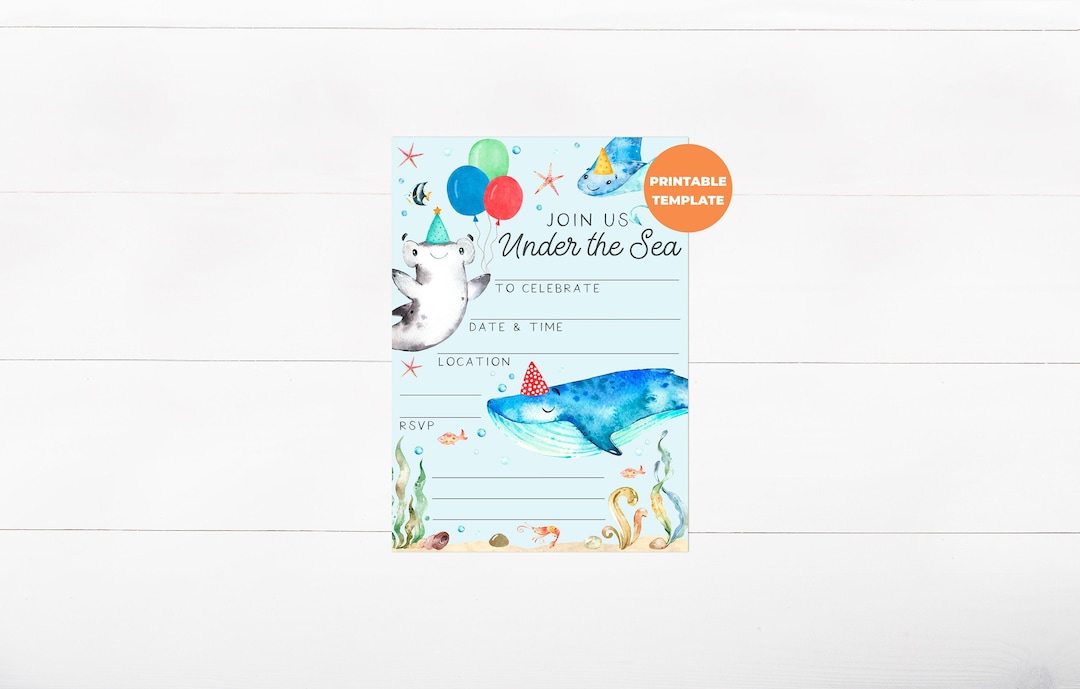PRINTABLE Fill-in the Blank Under the Sea Birthday Invitation - Kids ...