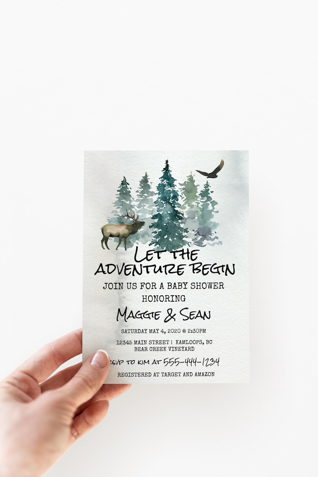 Editable Baby Shower Invitation – Woodland Adventure Theme – Corjl ...