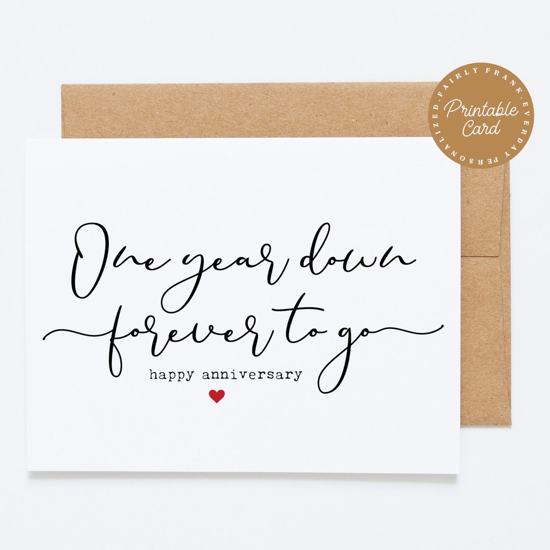 PRINTABLE First Anniversary Card - Celebrating 1st Anniversary Together ...