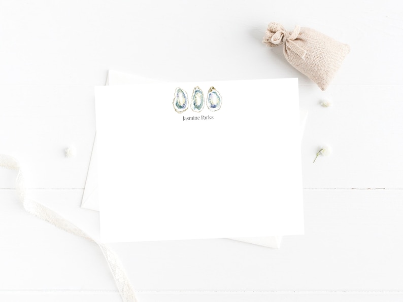 Editable Oyster Shell Stationery Template | Personalized Note Cards ...