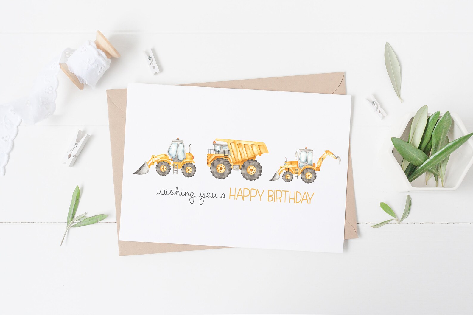 PRINTABLE Construction Birthday Card Wishing You A Happy | Etsy