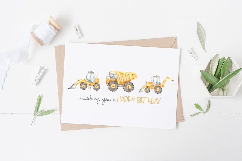 PRINTABLE Construction Birthday Card Wishing You A Happy - Etsy