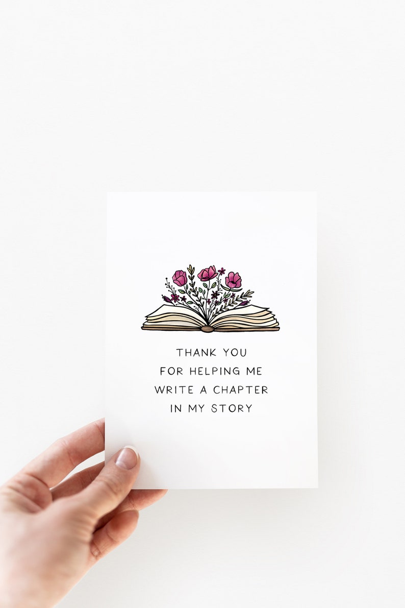 Teacher Thank You Card: Floral Book Design (printable Digital Download ...