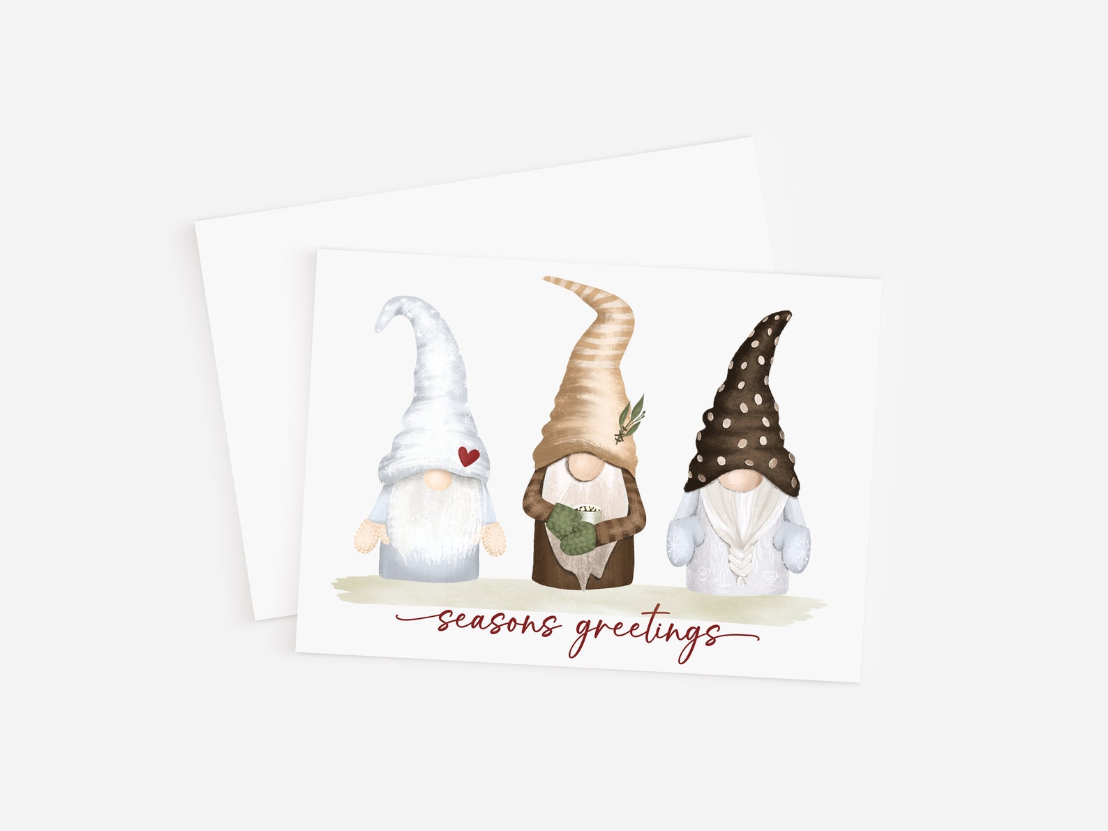 PRINTABLE Gnome Christmas Card - Seasons Greetings - Etsy