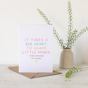 PRINTABLE Thank You Teacher Card It Takes A Big Heart to - Etsy