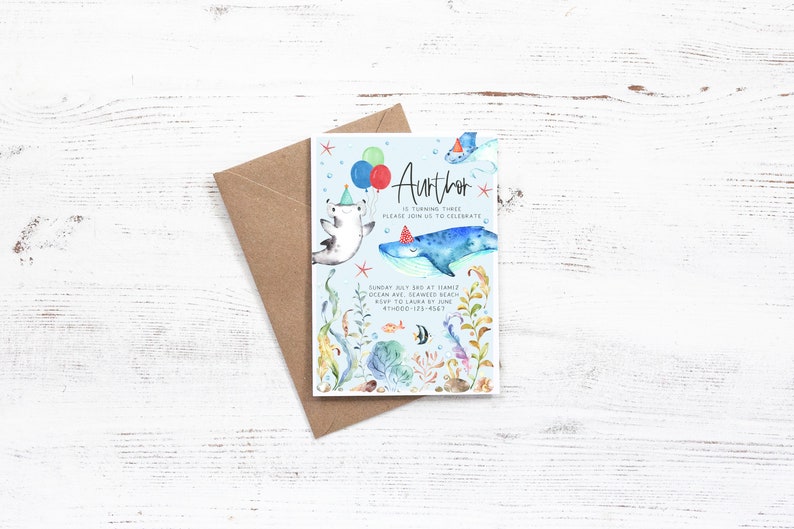EDITABLE Ocean Birthday Invitation for Kids Editable - Etsy