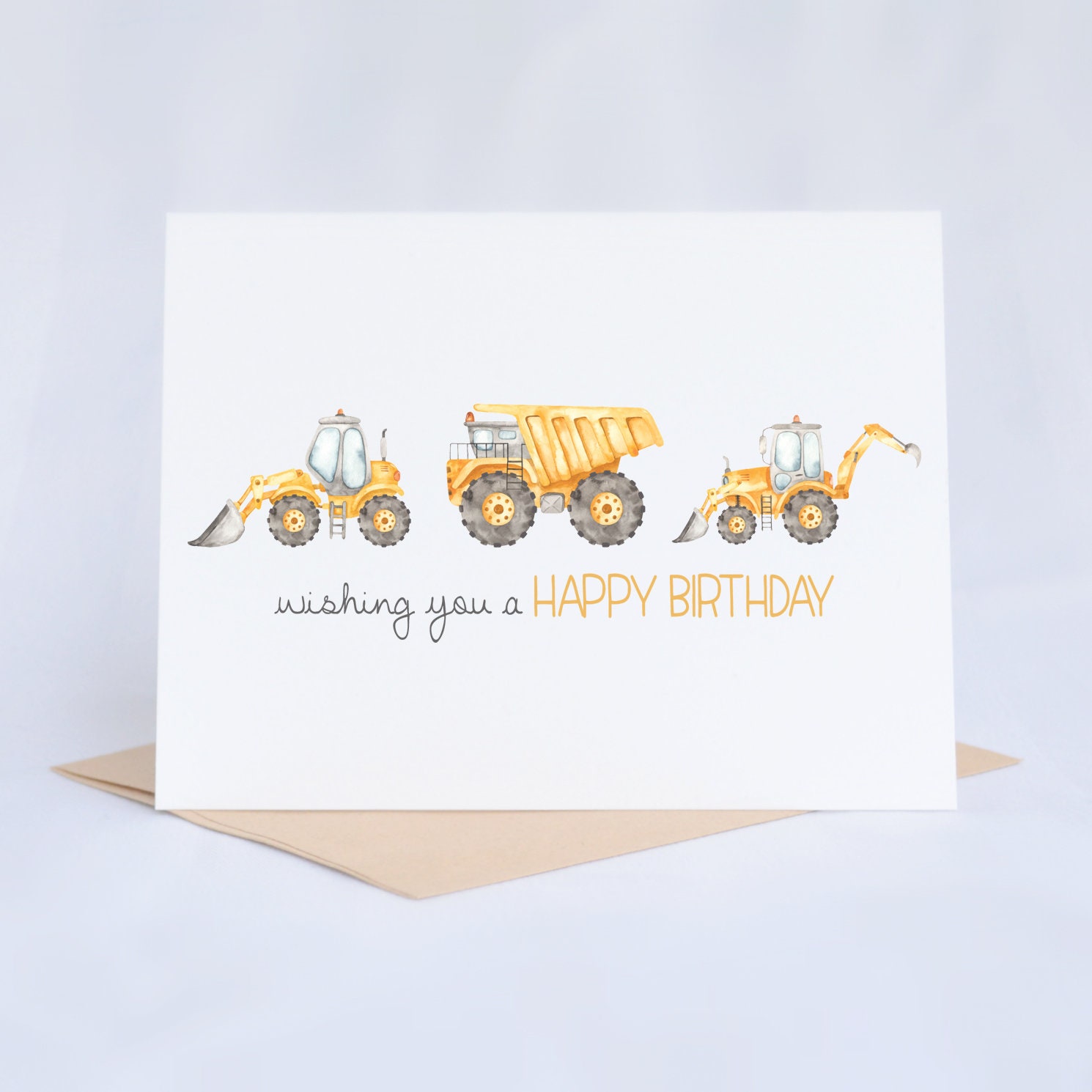 PRINTABLE Construction Birthday Card Wishing You A Happy | Etsy