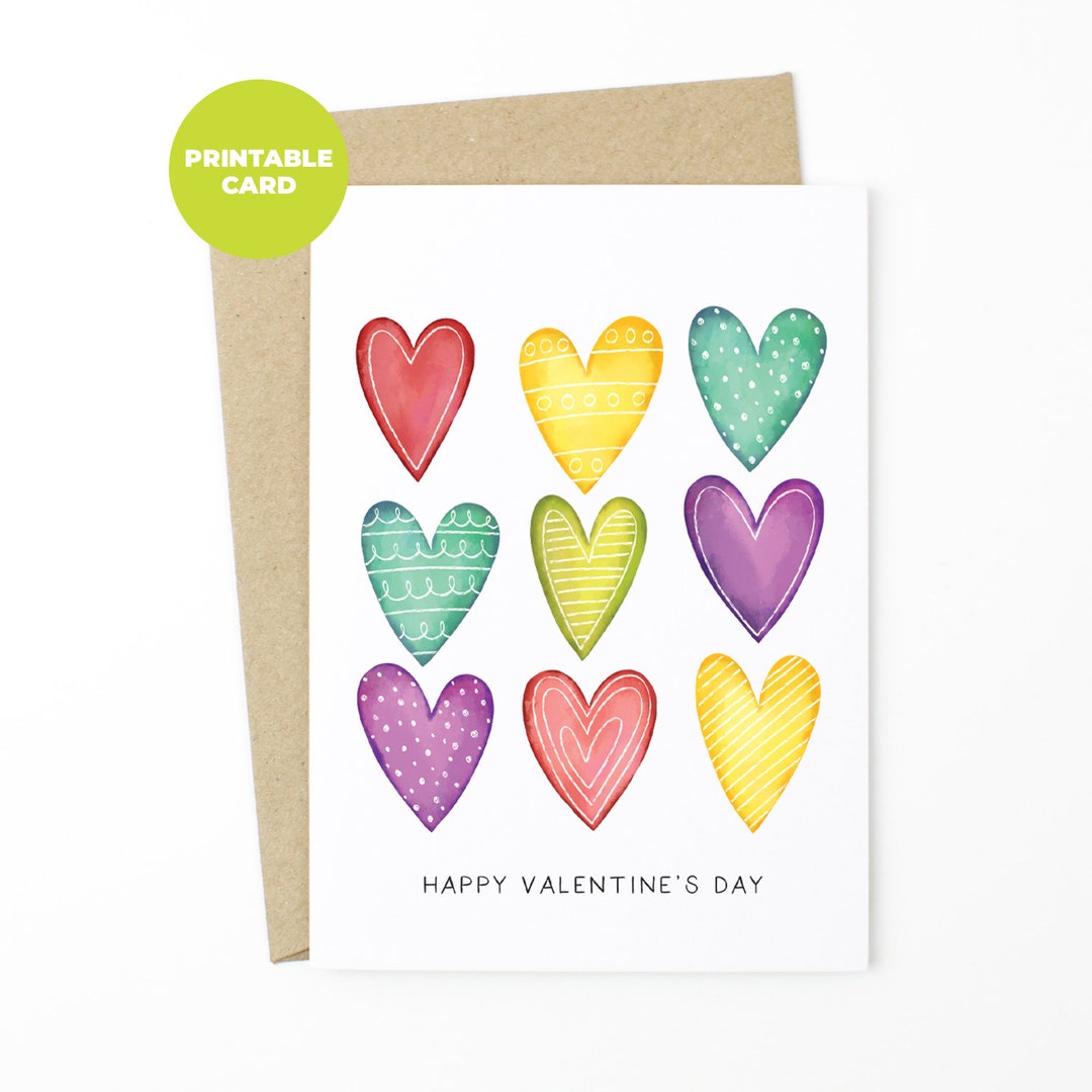 PRINTABLE Valentine's Day Card - Happy Valentine's Day Greeting Card ...