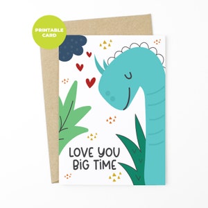 Printable Dinosaur Valentine's Day Card: Kids Valentines (PDF) - Etsy
