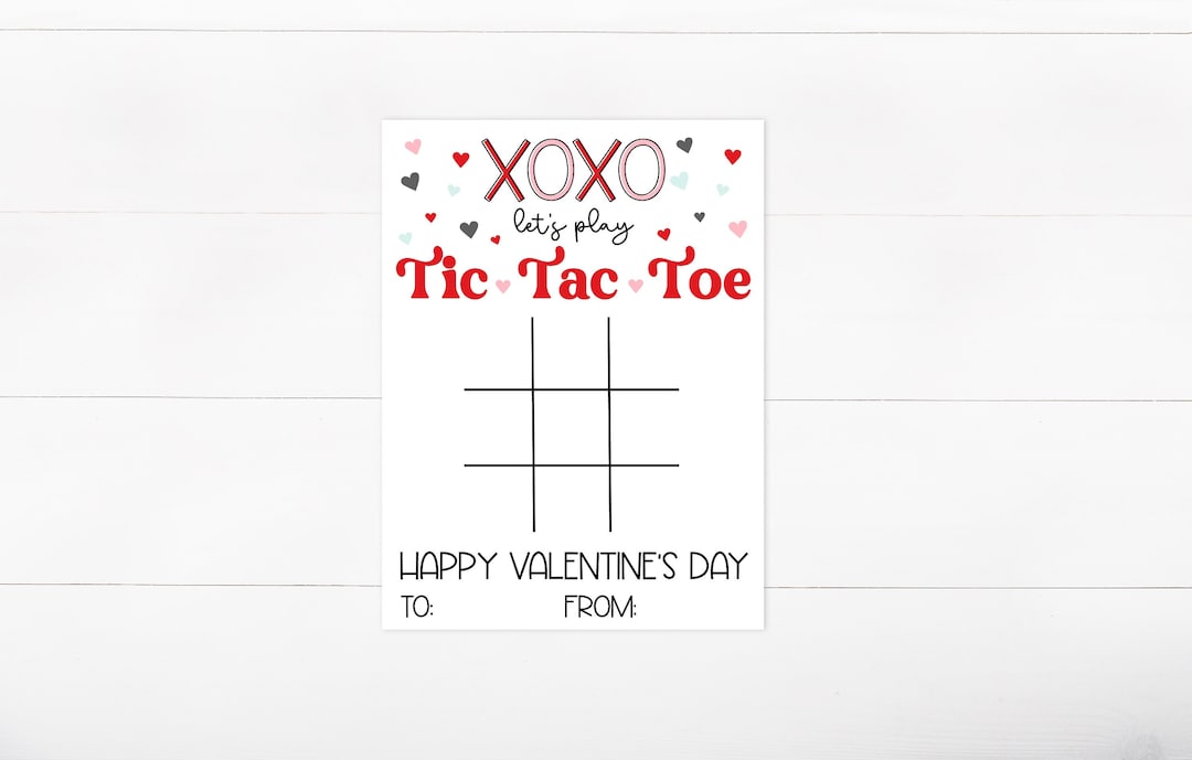 PRINTABLE Tic Tac Toe Valentine's Cards for Kids - XOXO Let's Play Tic ...