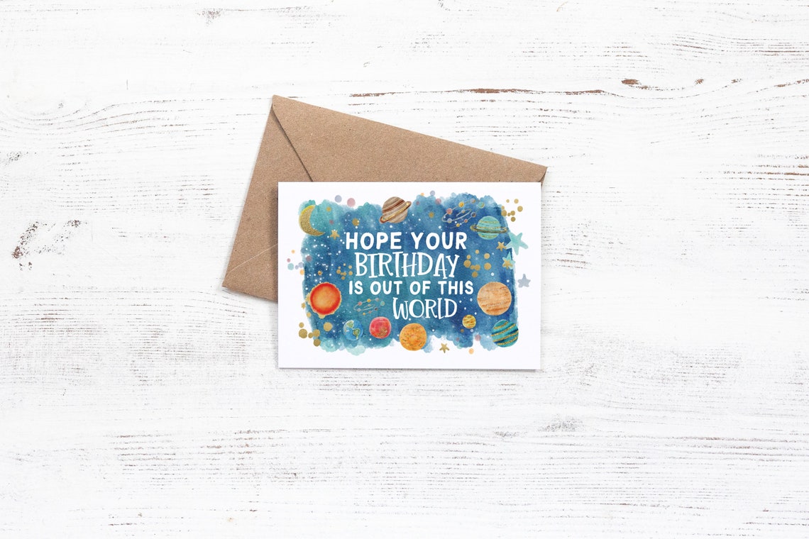 PRINTABLE Solar System Birthday Card Hope Your Birthday is | Etsy