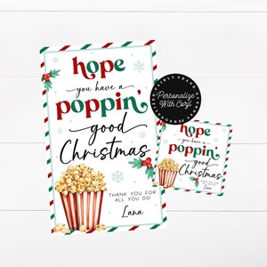 EDITABLE Hope You Have A Poppin' Good Christmas - Printable Gift Tag ...