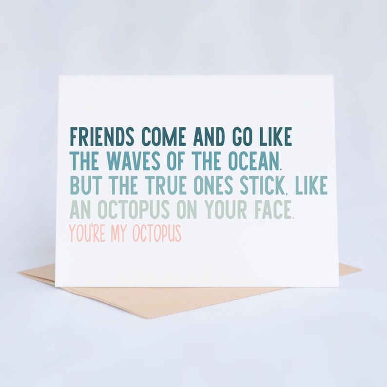 Funny Octopus Friend Birthday Card: True Friends (digital Download ...