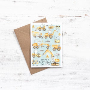 PRINTABLE Kids Construction Birthday Card, Boys Birthday Card - Happy ...