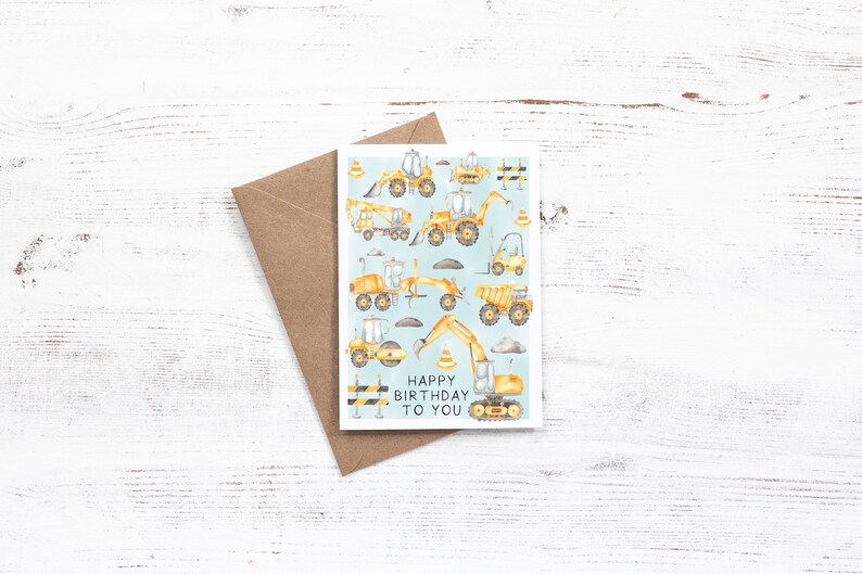 PRINTABLE Kids Construction Birthday Card Boys Birthday Card - Etsy