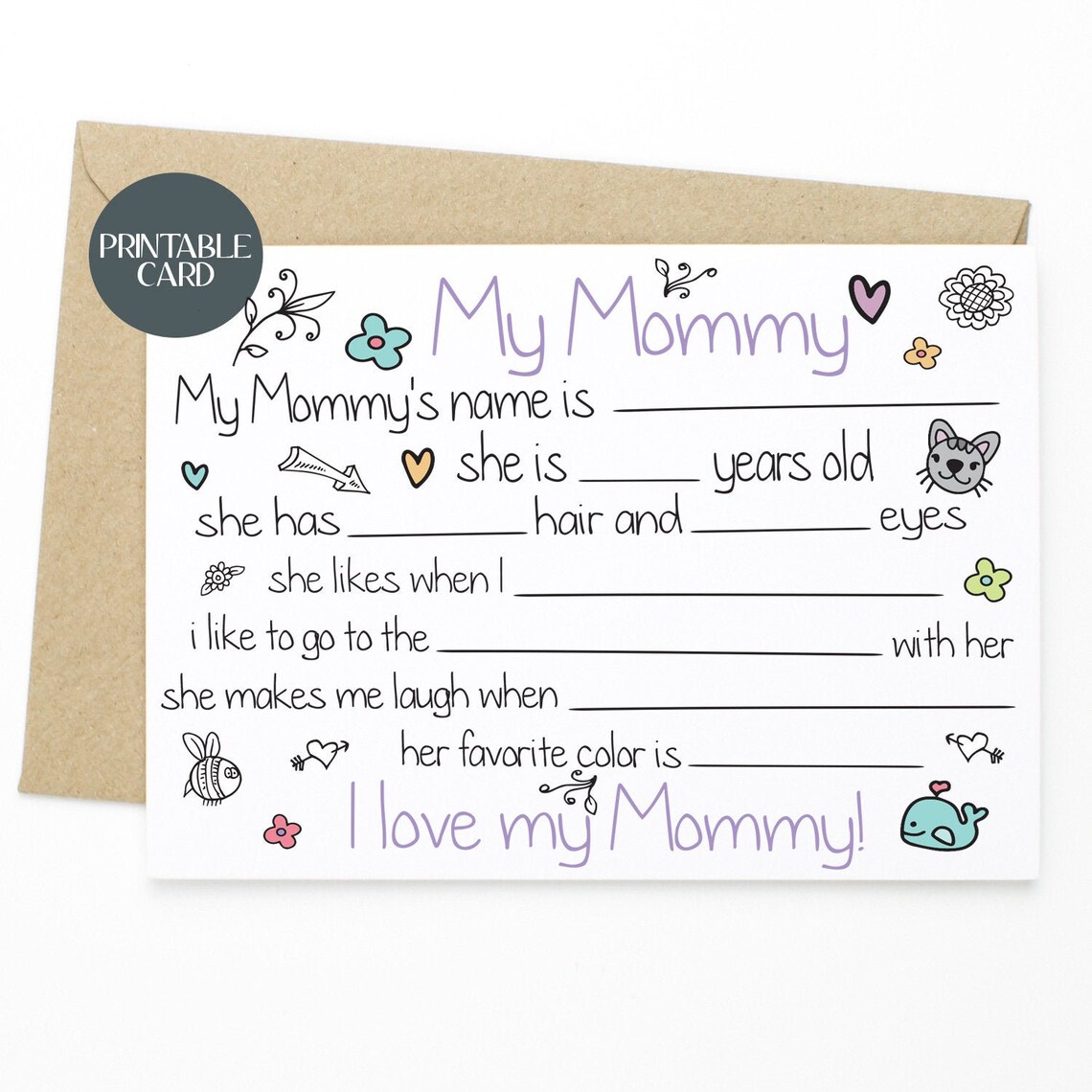 PRINTABLE Card for Mom My Mom Interview Card Keepsake Card - Etsy