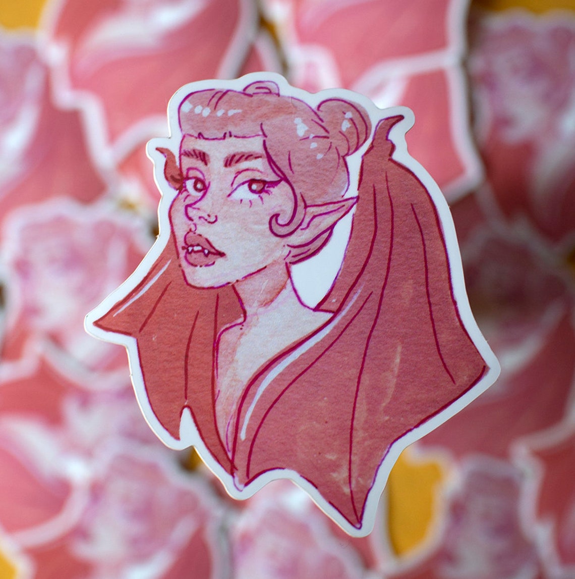 Cute Demon Lady Pink Sticker - Etsy