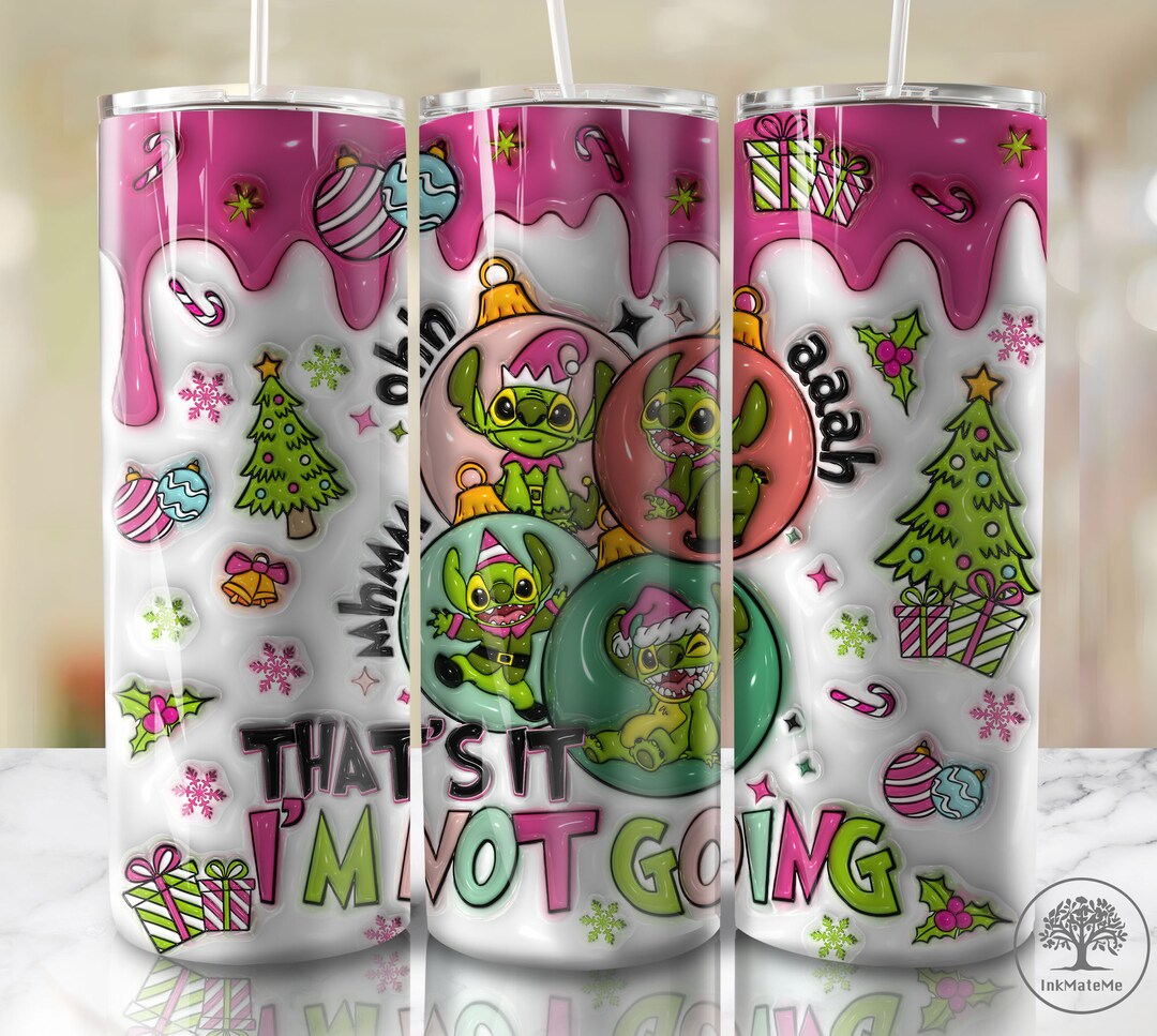 3D Inflated Christmas 20 Oz Skinny Tumbler Png, Santa Hat Png, Pink ...