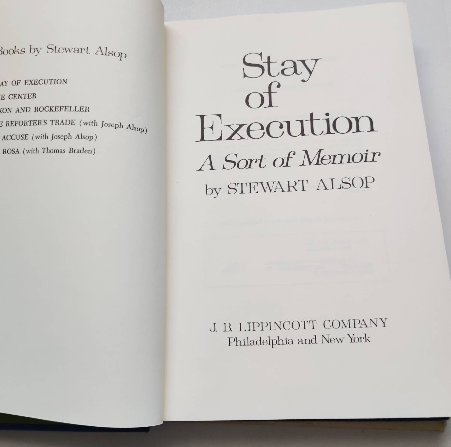 1973 Hardcover Stay of Execution a Sort of Memoir Stewart - Etsy