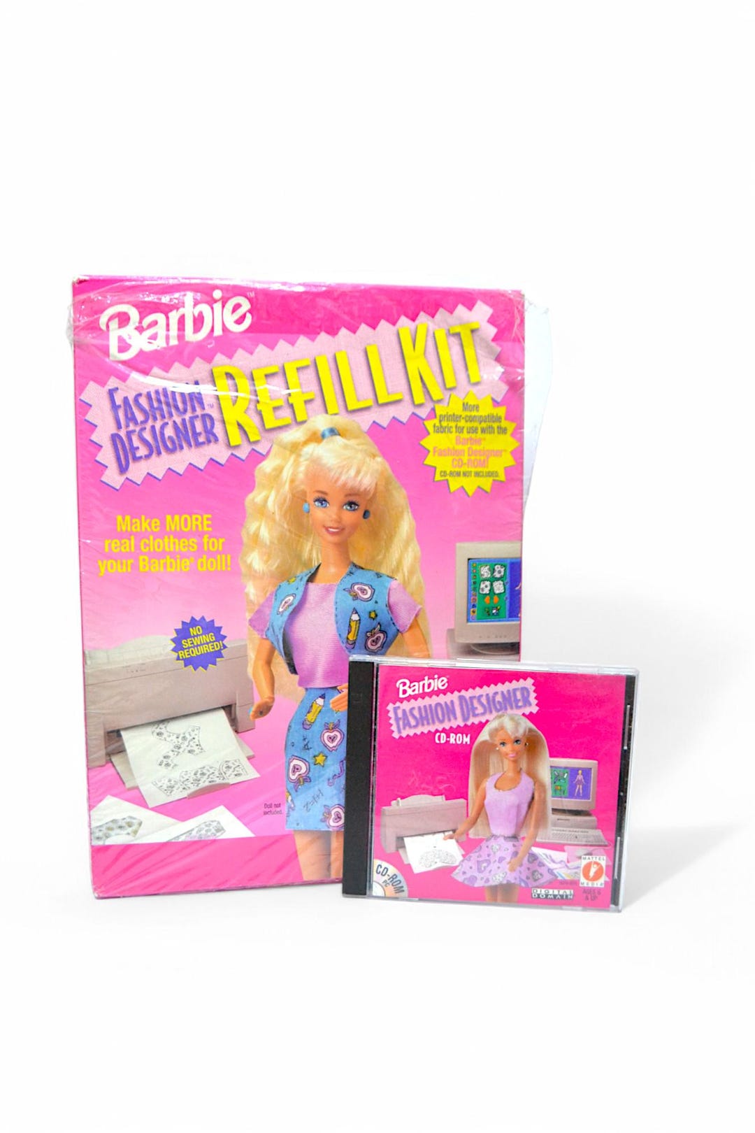 Vintage Barbie PC Game Fashion Designer CD Rom 1995 and Refill Kit ...
