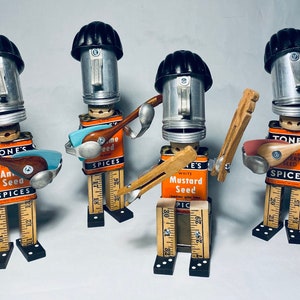Meet the Bot-les! • Assemblage Art Beatles Tribute Robot Sculpture - Etsy