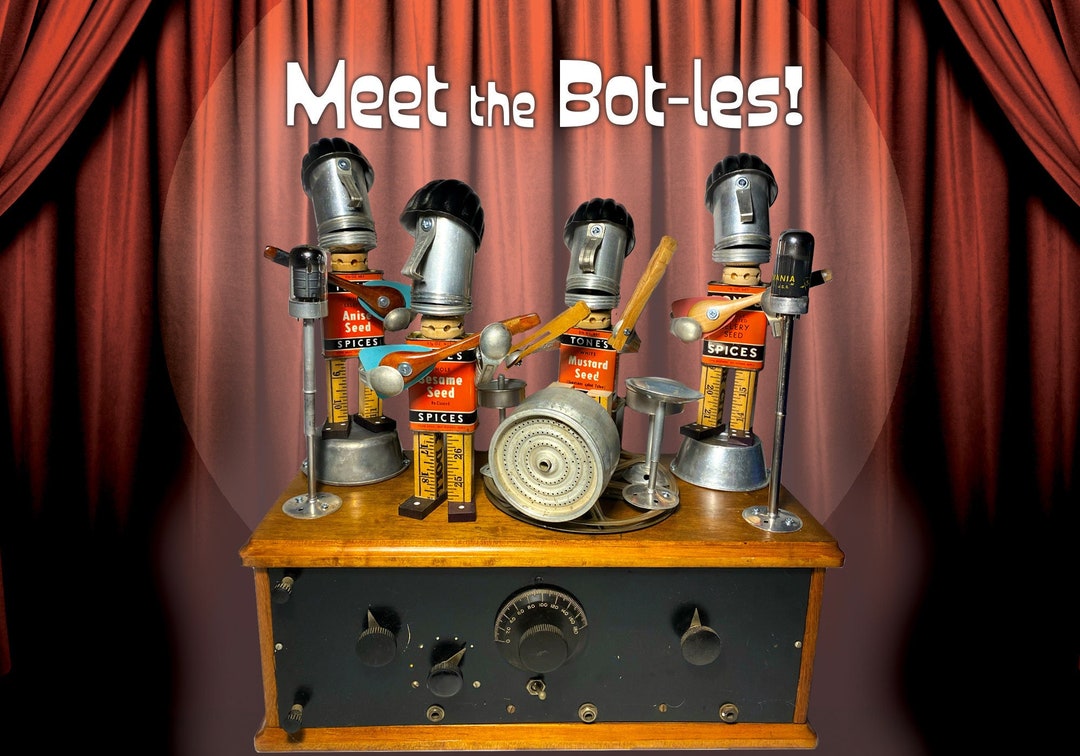 Meet the Bot-les! • Assemblage Art Beatles Tribute Robot Sculpture - Etsy