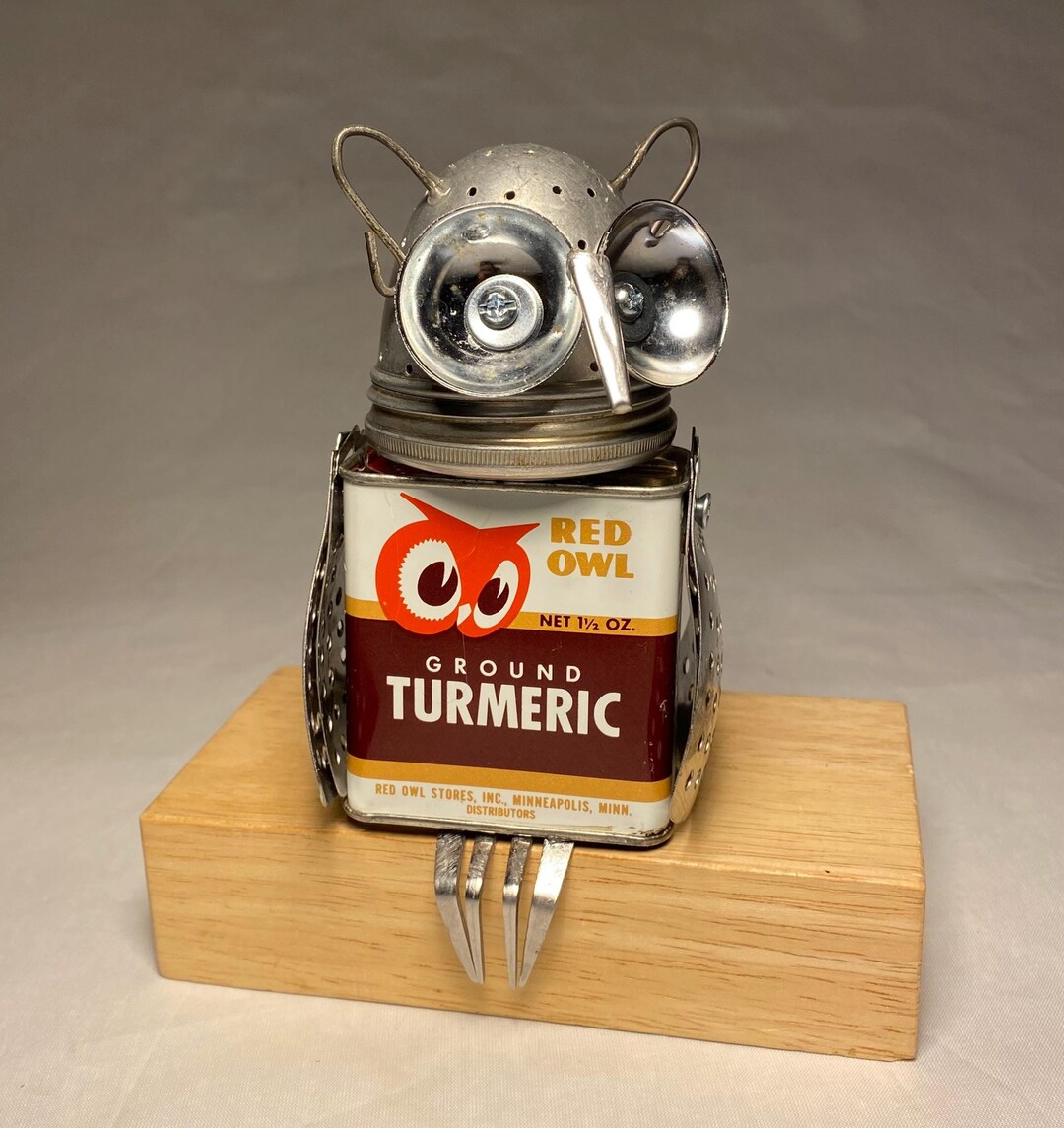 Red the Owl - Assemblage Art Repurposed Upcycled Owl Sculpture - Etsy