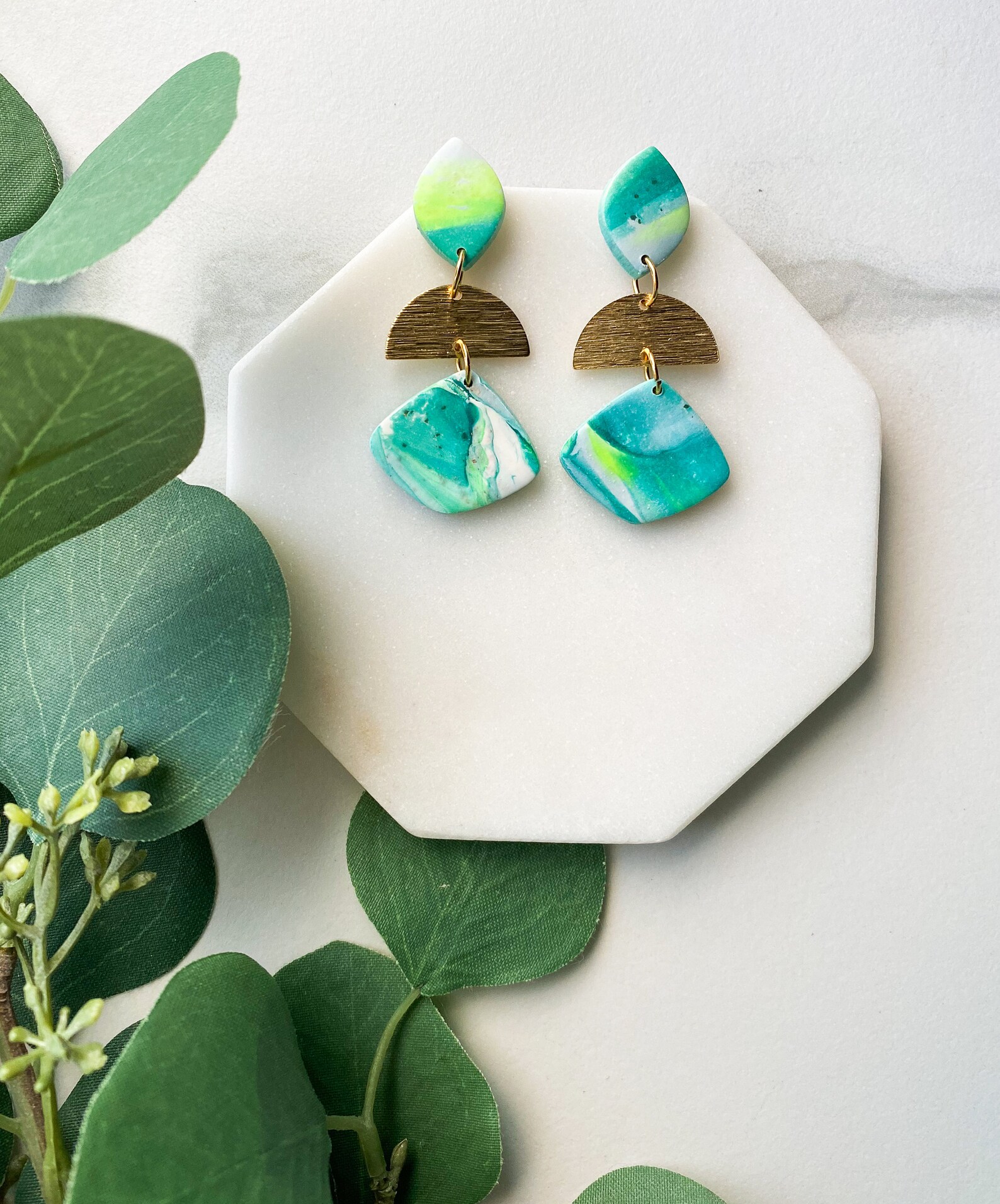 The Emerald Collection Modern Polymer Clay Earrings | Etsy