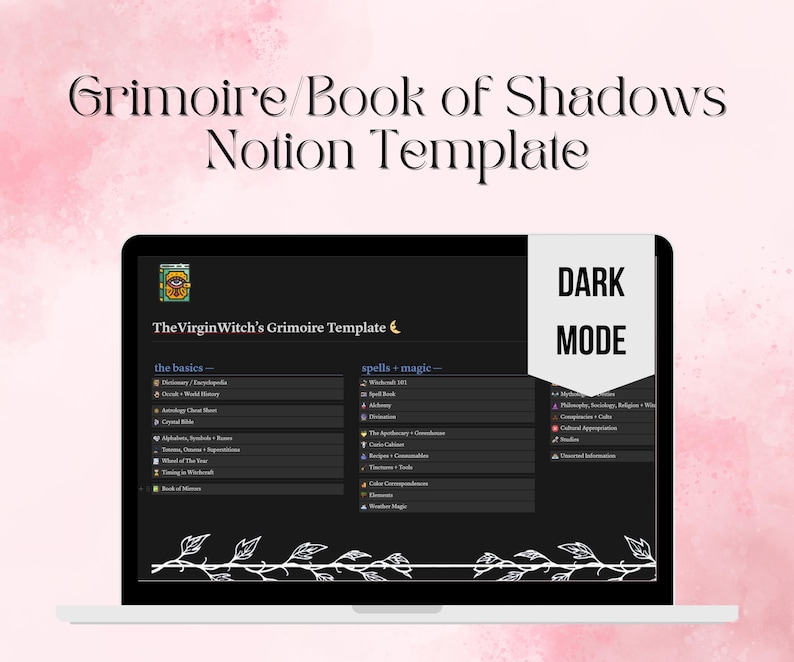 Grimoire/book of Shadows Digital Notion Template for Witchcraft and Astrology [dark Mode] - Etsy