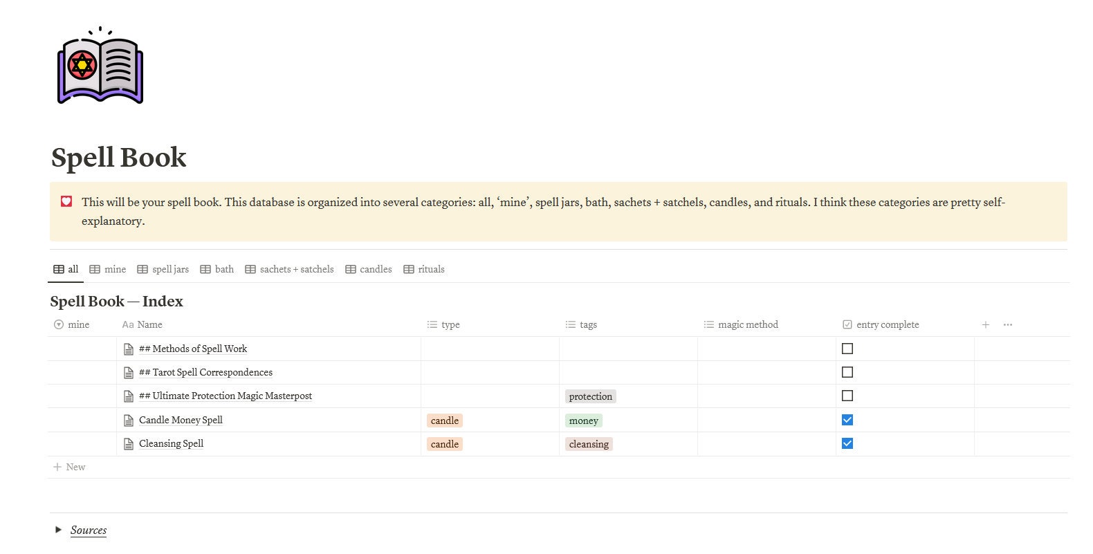 Grimoire/book of Shadows Digital Notion Template for Witchcraft and Astrology [light Mode] - Etsy