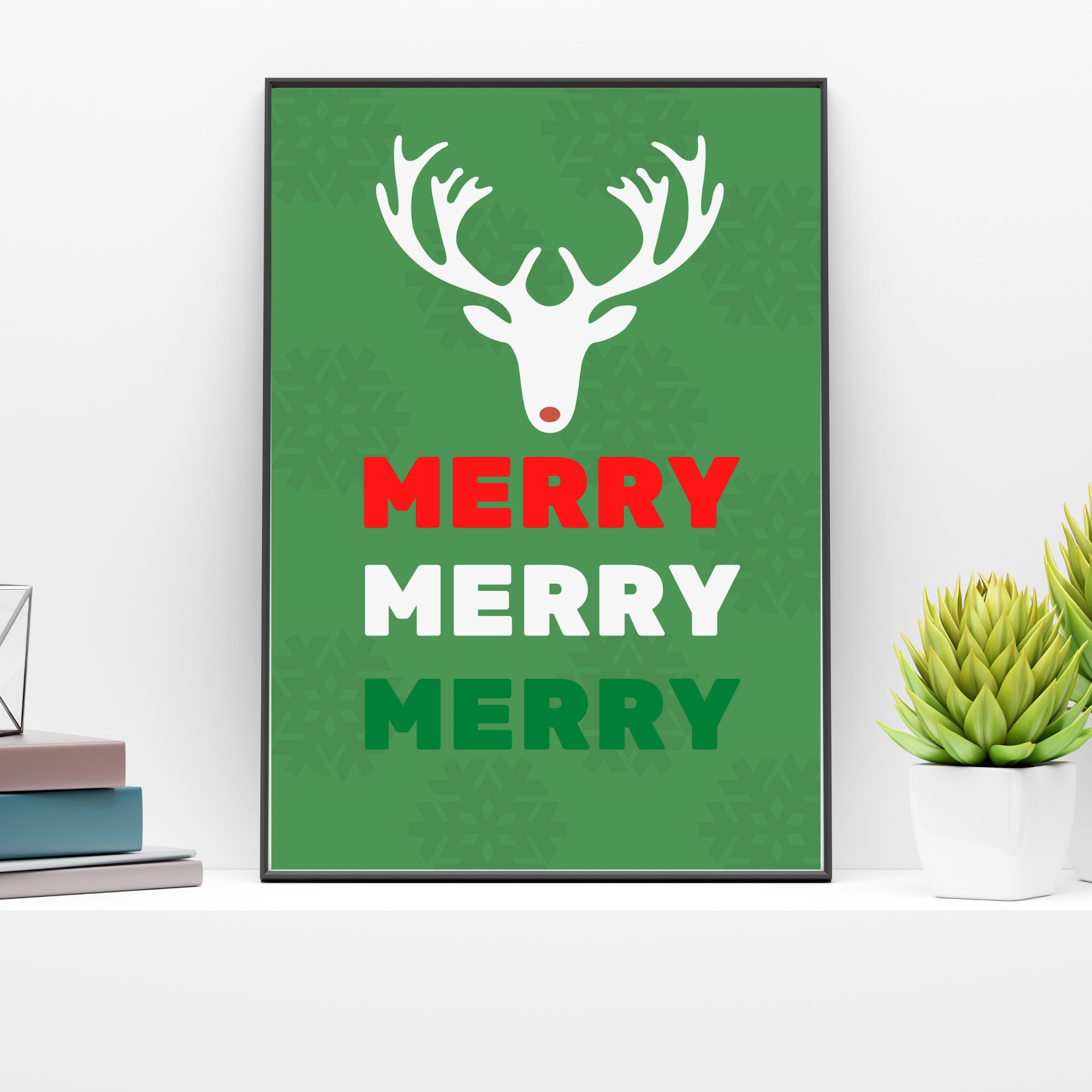 Oh Deer Merry Merry Christmas. INSTANT PRINTABLE DOWNLOAD 18x24 Wall ...