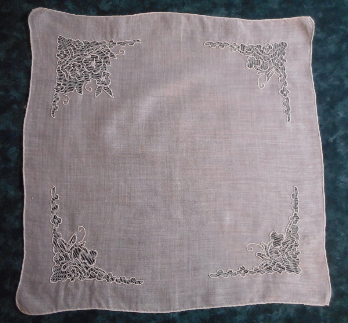 Beautiful Vintage Gray on white Handmade Embroidery & | Etsy
