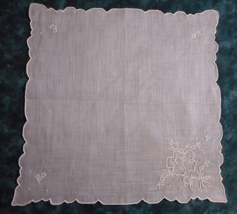 Beautiful Vintage Gray on White Handmade Embroidery & - Etsy