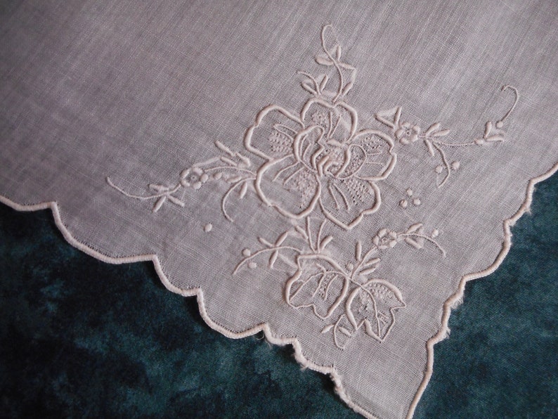 Beautiful Vintage Gray on White Handmade Embroidery & - Etsy
