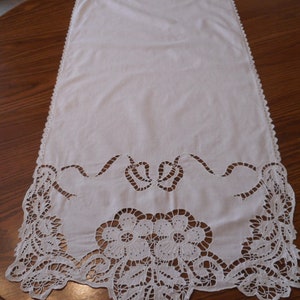 Vintage Table Runner/ Dresser Scarf. Extra Long With Beautiful Cut Work ...