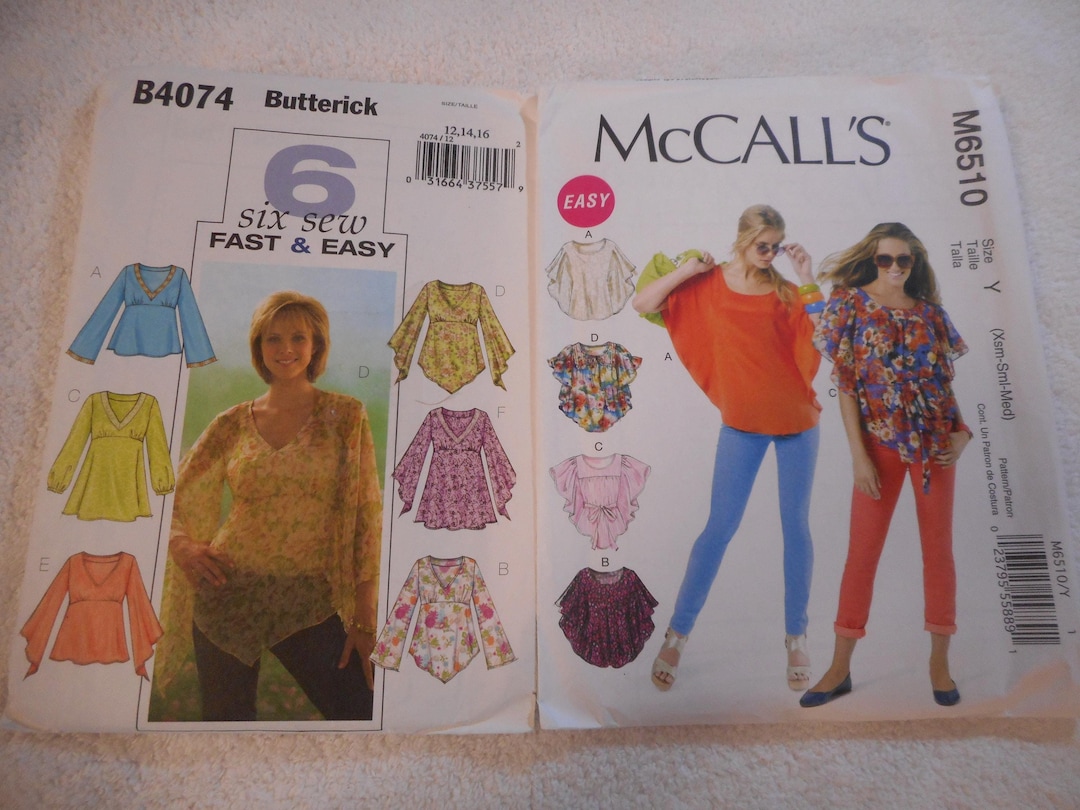 Women's Trendy, Flowing Tops. Your Choice of Like New Sewing Patterns ...