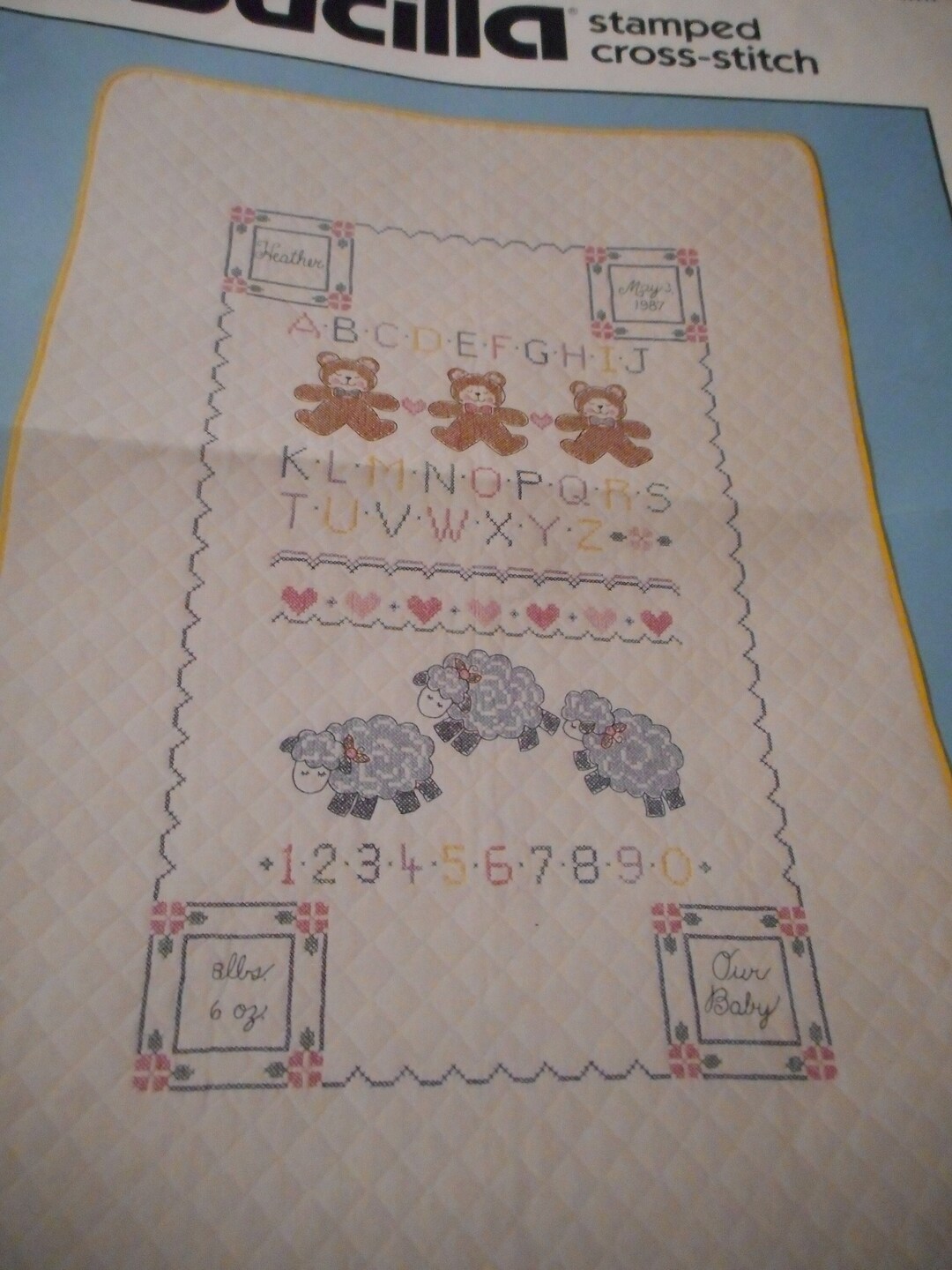 Counting Sheep Crib Quilt Embroidery Kit. 40 X 60 Inches, Pre-quilted ...