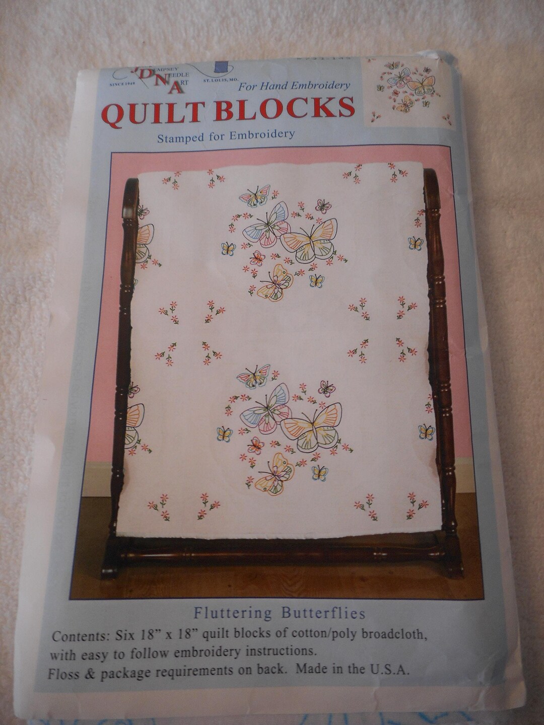 Stamped 4 Embroidery Quilt Blocks, Fluttering Butterflies by Jack ...