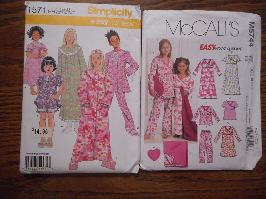 Little Girls Sleepwear Patterns, Sizes 3-6 or 7-14. Like New. Uncut ...