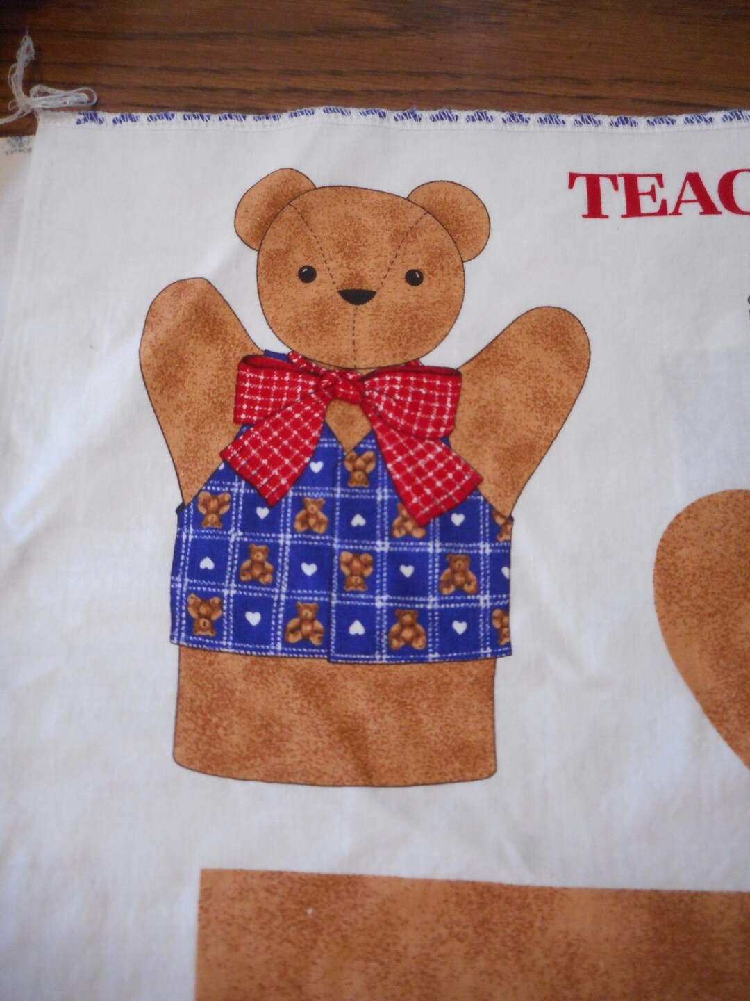 Teddy Bear Hand Puppet Fabric Panel - Like New. - Etsy