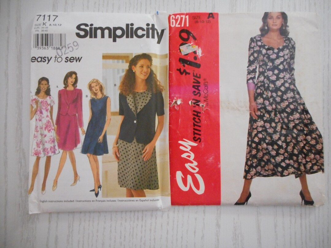 Women's Full Skirt A-line Dress Patterns With Semi-fitted Bodice, Sizes ...