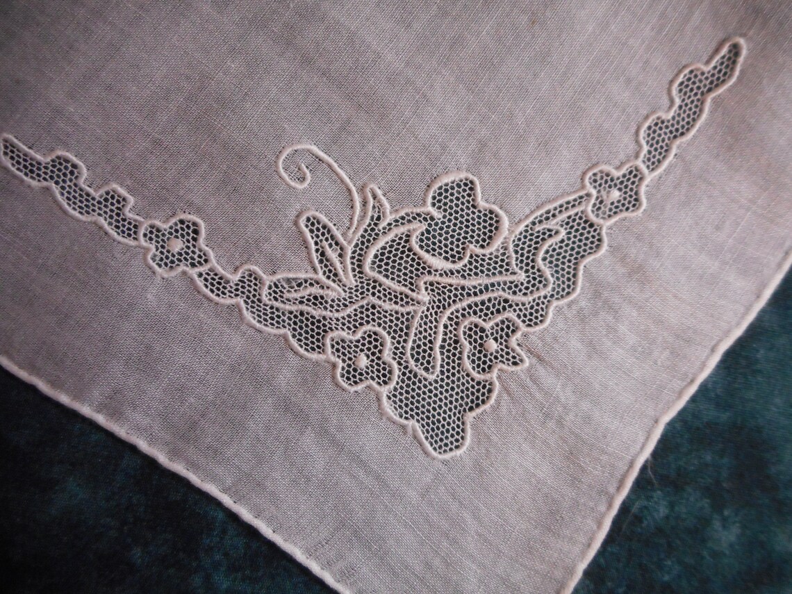 Beautiful Vintage Gray on white Handmade Embroidery & | Etsy