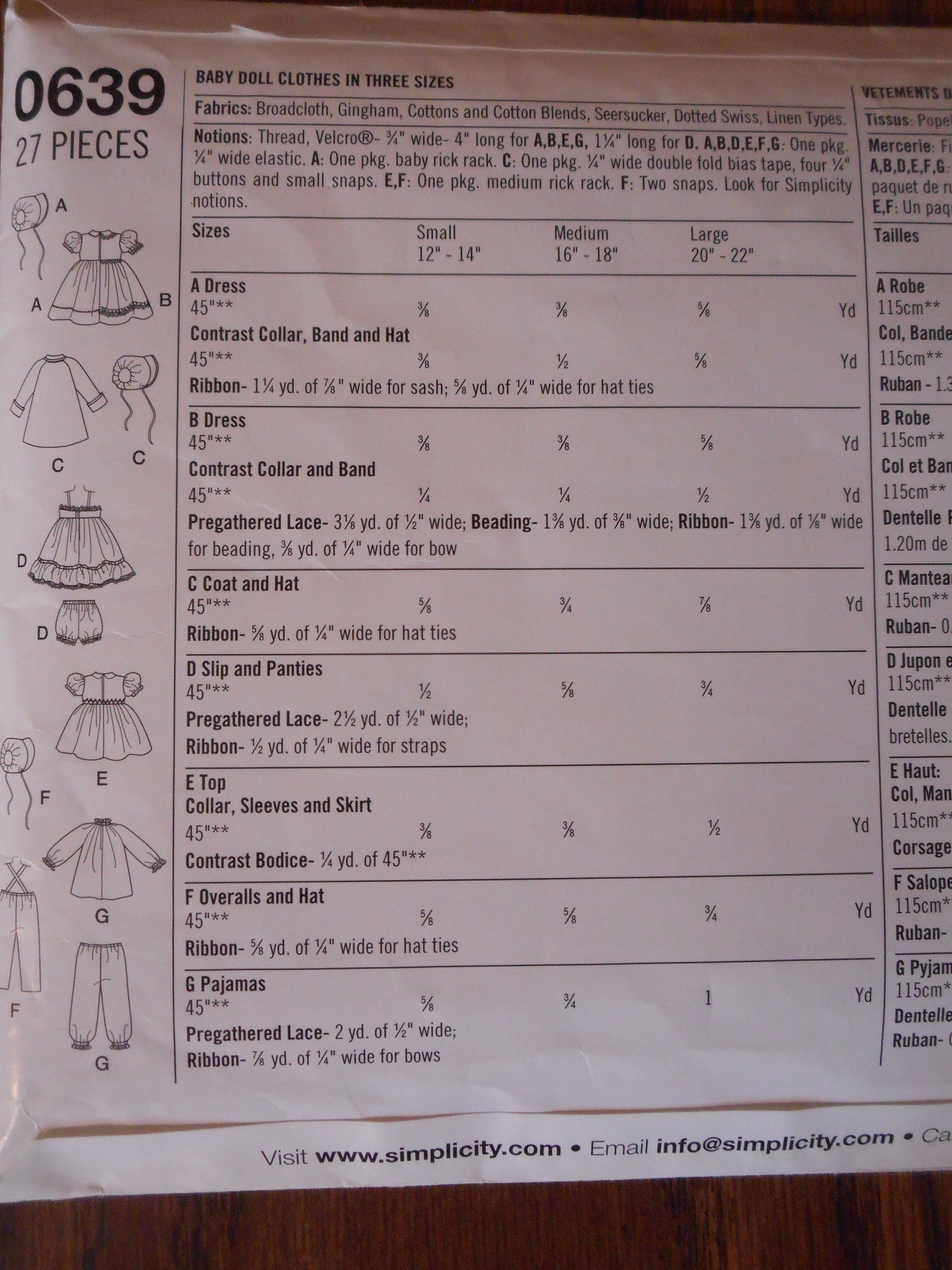 Baby Doll Wardrobe, Sewing Patterns, 12-14, 16-18 and 20-22 Inch Dolls ...