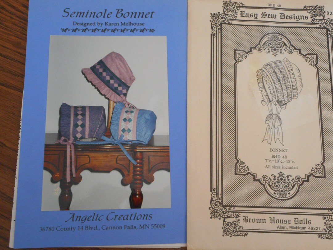 Doll Bonnet Sewing Patterns. Your Choice of Like New Patterns. - Etsy