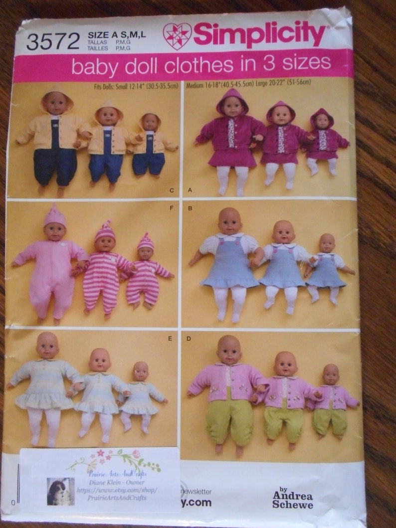 Baby Doll Wardrobe, Sewing Patterns, 12-14, 16-18 and 20-22 Inch Dolls ...