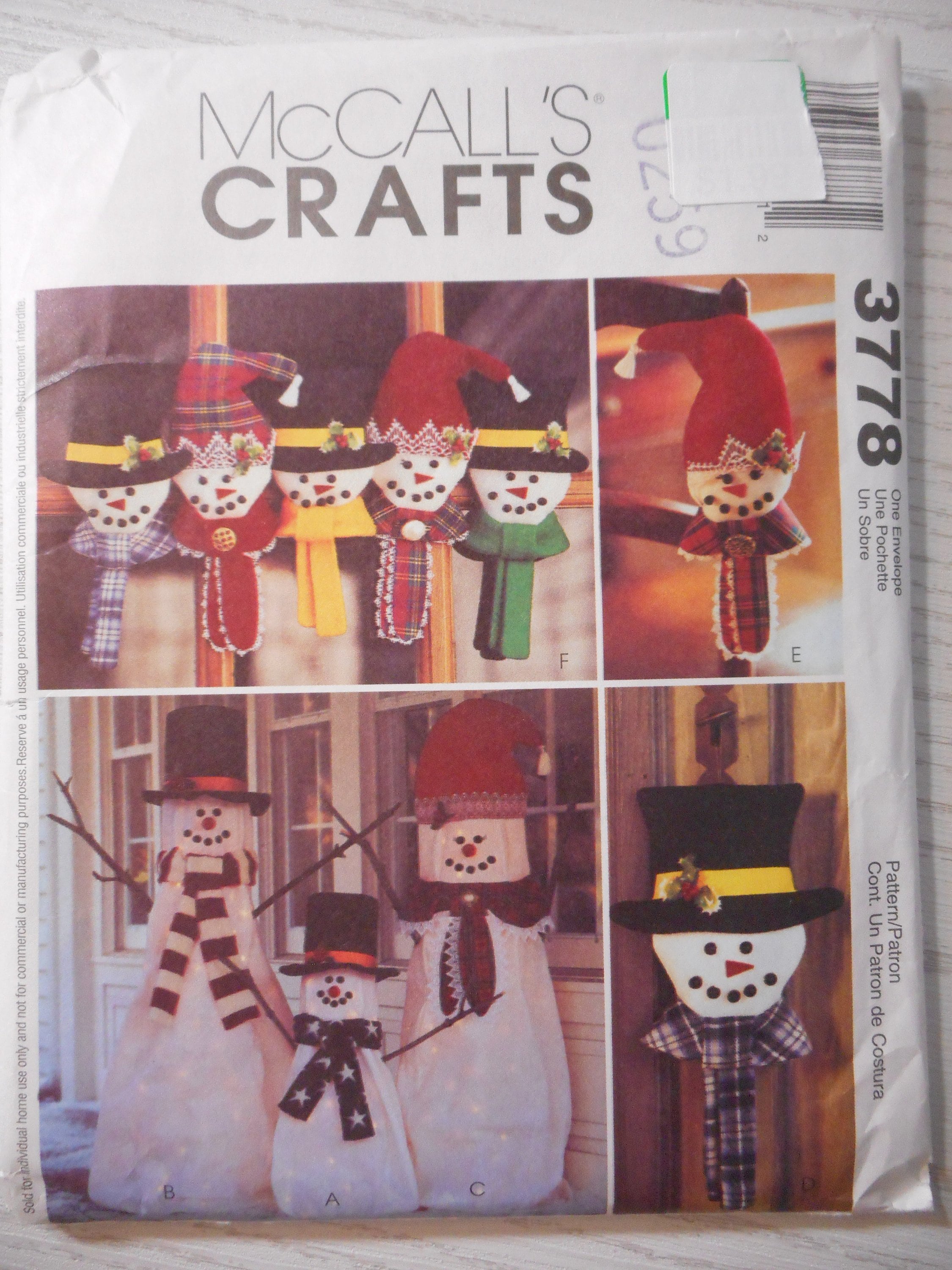 Snowman Holiday Decor Sewing Pattern, Greeters, Ornaments, Wall ...